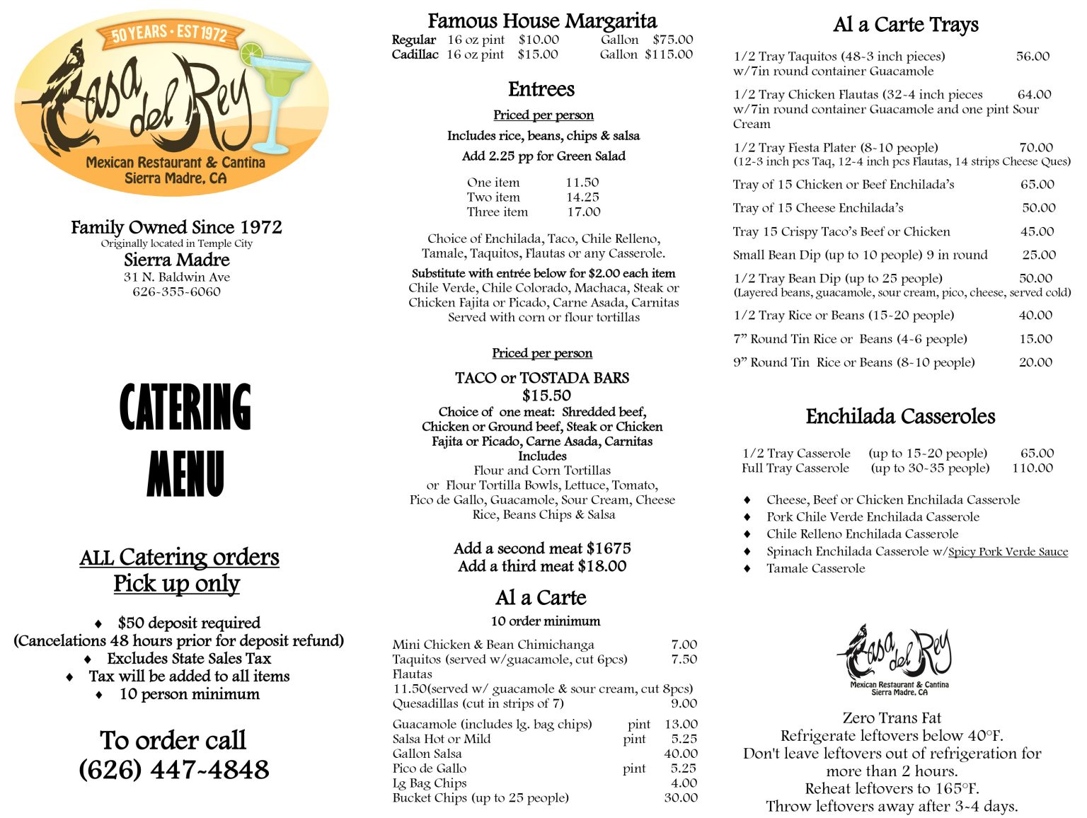 Menu – Casa del Rey