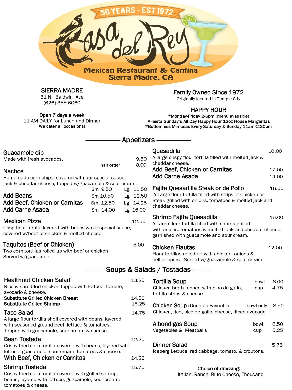 Menu – Casa del Rey
